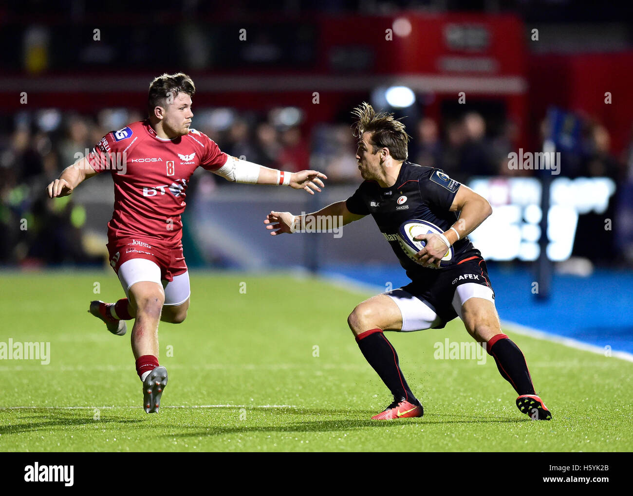 LONDON, ENGLAND - 22 October, 2016: Chris Wyles of Saracens tries ...