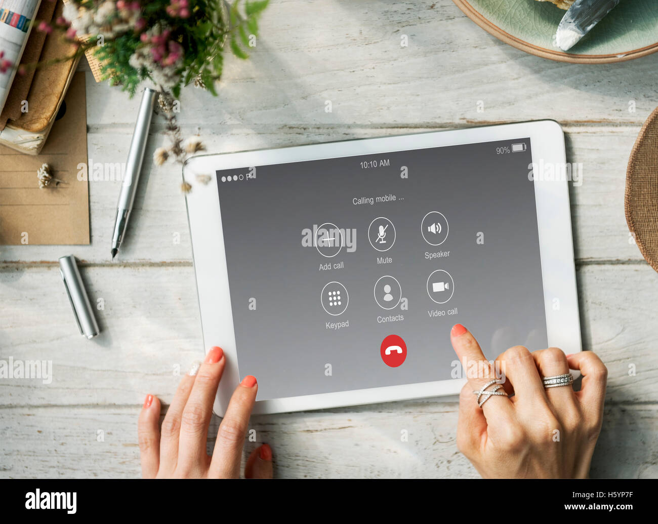 Outgoing Call Calling Communication Concept Stock Photo - Alamy