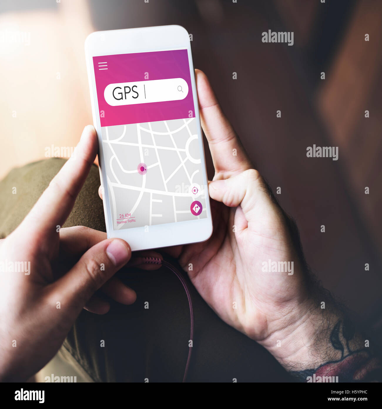 GPS Navigation Map Destination Concept Stock Photo - Alamy