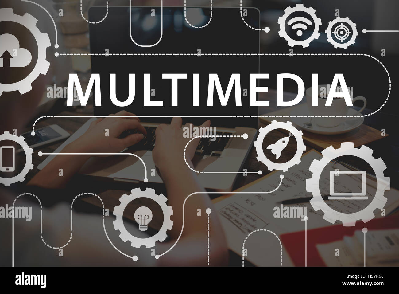 Multimedia Communication Networking Connection Icons Concept Stock ...