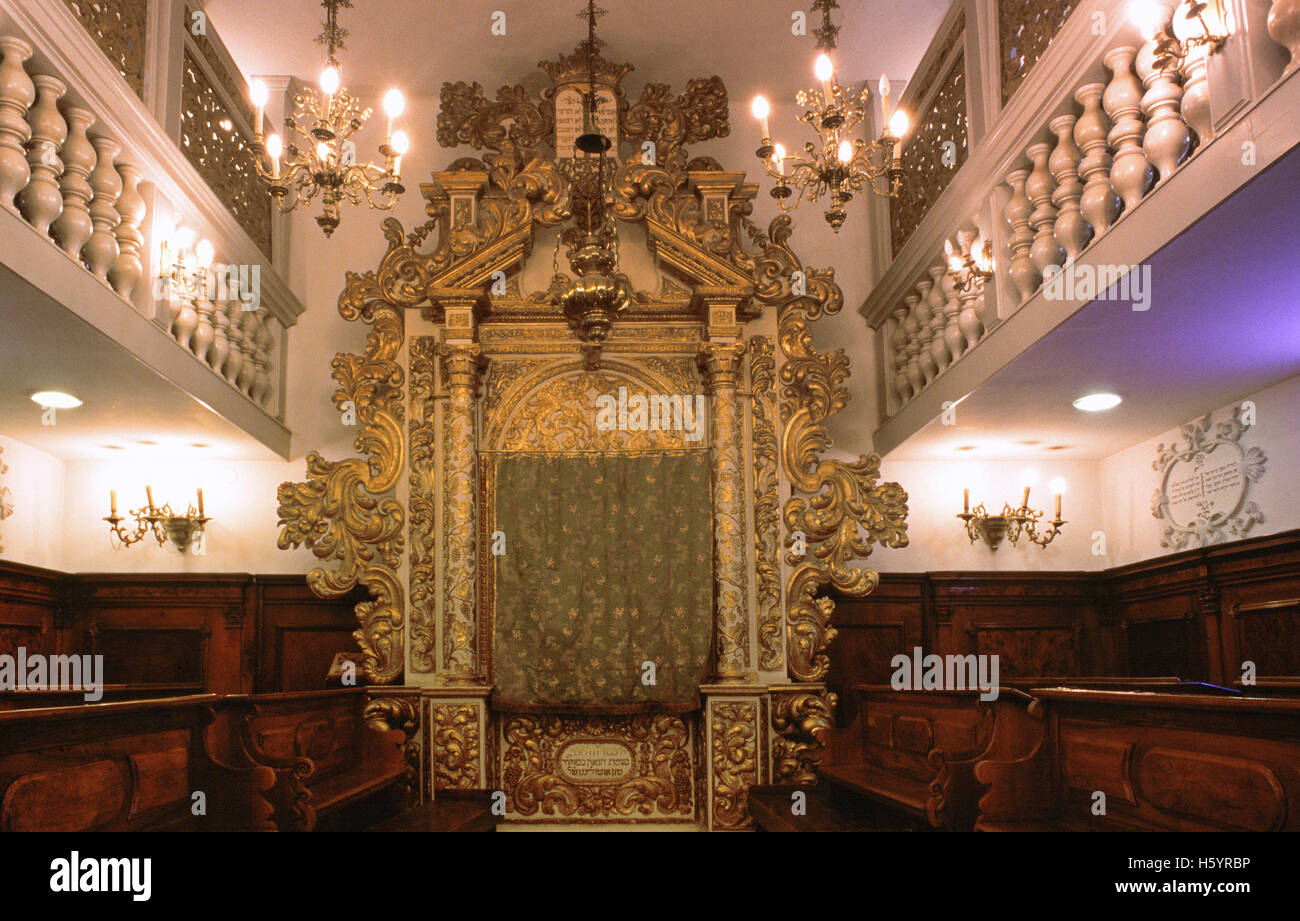 A decorated Torah Ark closet which contains the Jewish Torah scrolls ...