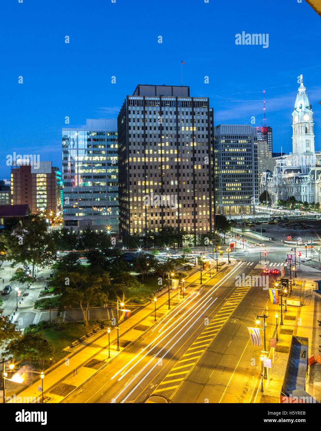 Philadelphia streets by night Stock Photo - Alamy