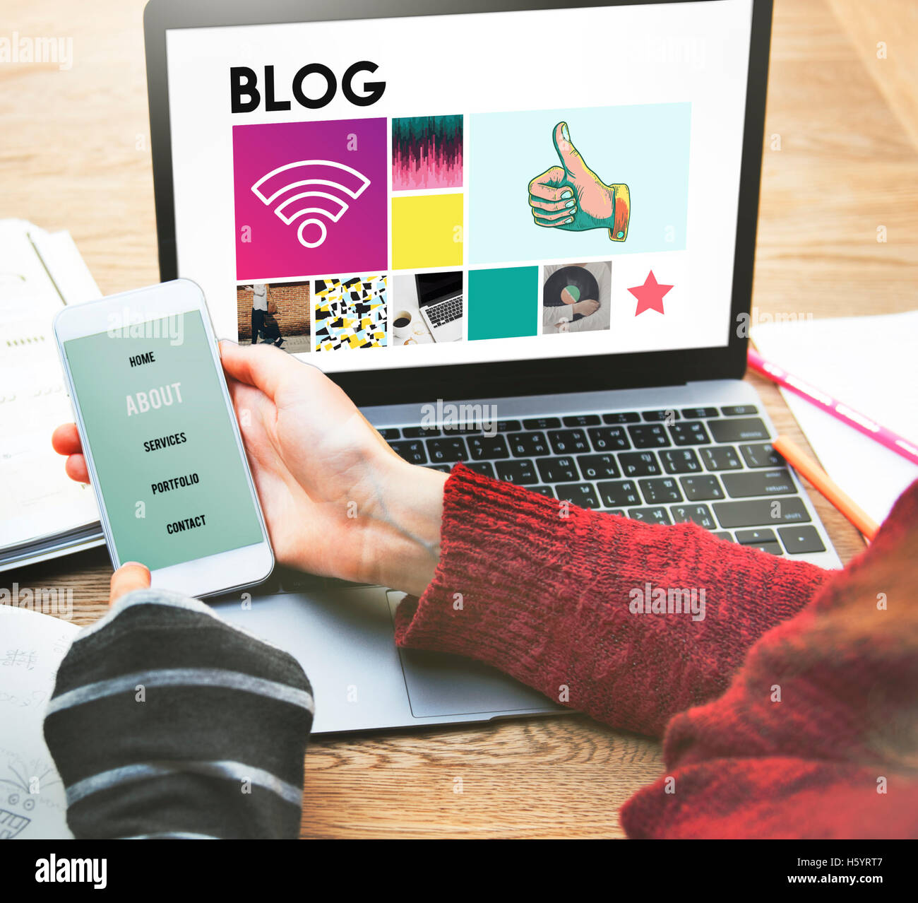 Blog Content Internet Post Site Social Story Web Concept Stock Photo ...