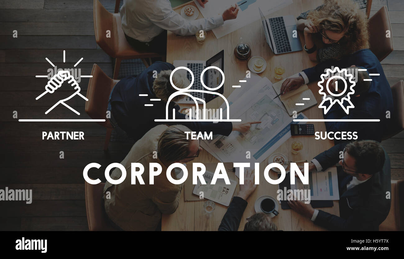 Business Collaboration Teamwork Corporation Concept Stock Photo - Alamy