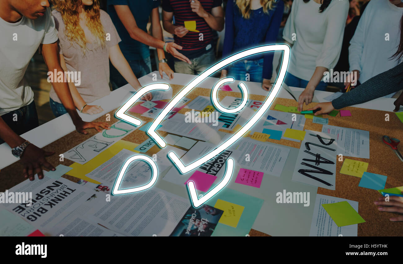 Business Sratup Goals Rocketship Graphic Concept Stock Photo - Alamy