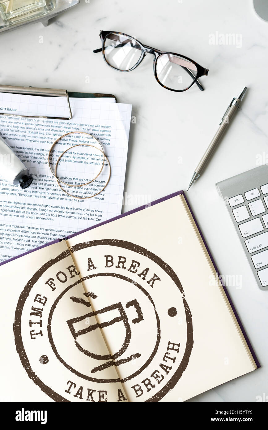 Coffee Break Tea Time Stamp Icon Graphic Concept Stock Photo - Alamy