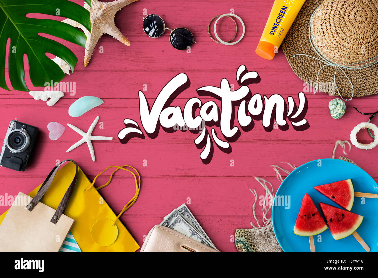 Beach Vocation Enjoy Holidays Summer Concept Stock Photo - Alamy
