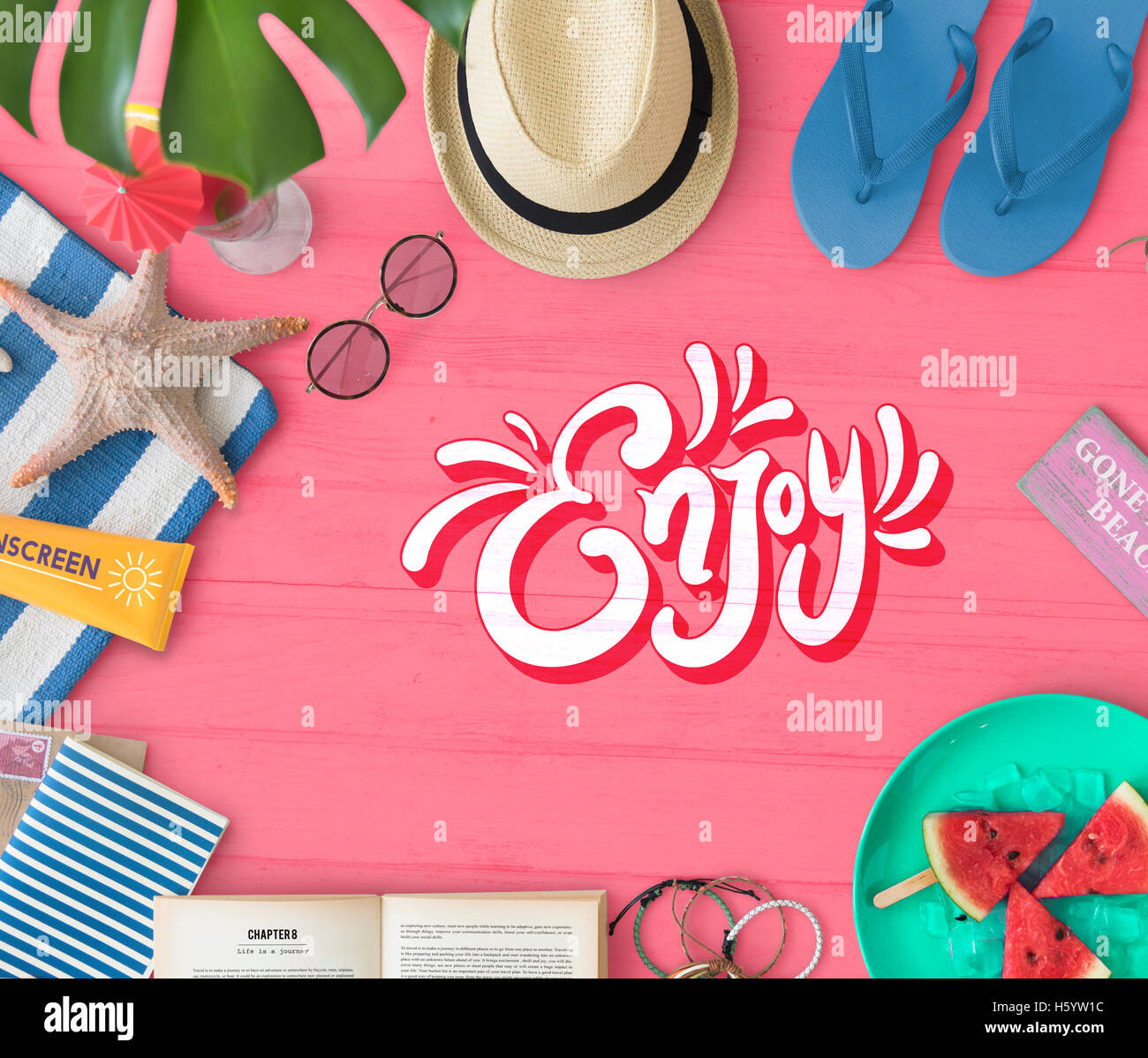 Beach Vocation Enjoy Holidays Summer Concept Stock Photo - Alamy