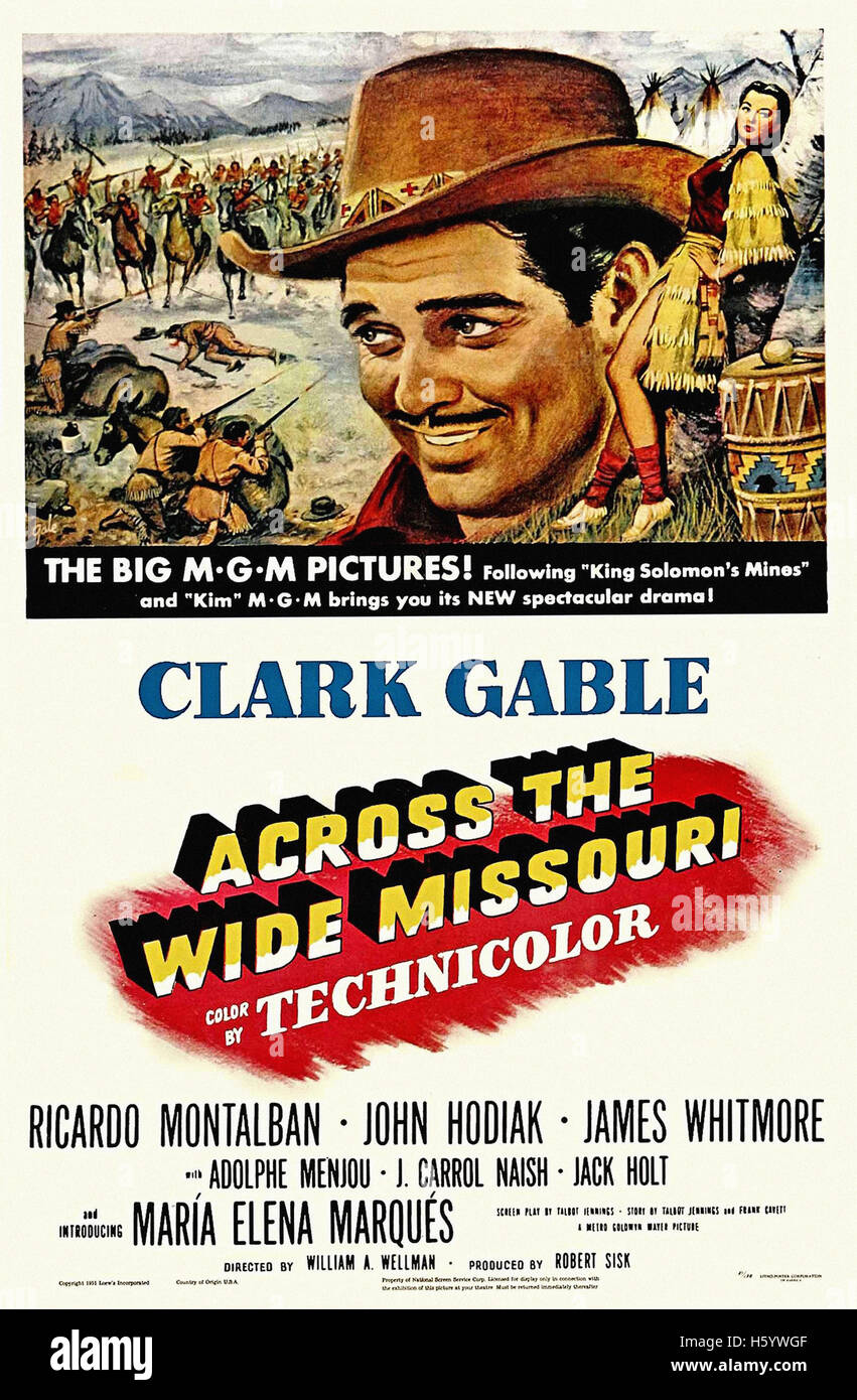 Across the Wide Missouri - Movie Poster Stock Photo - Alamy