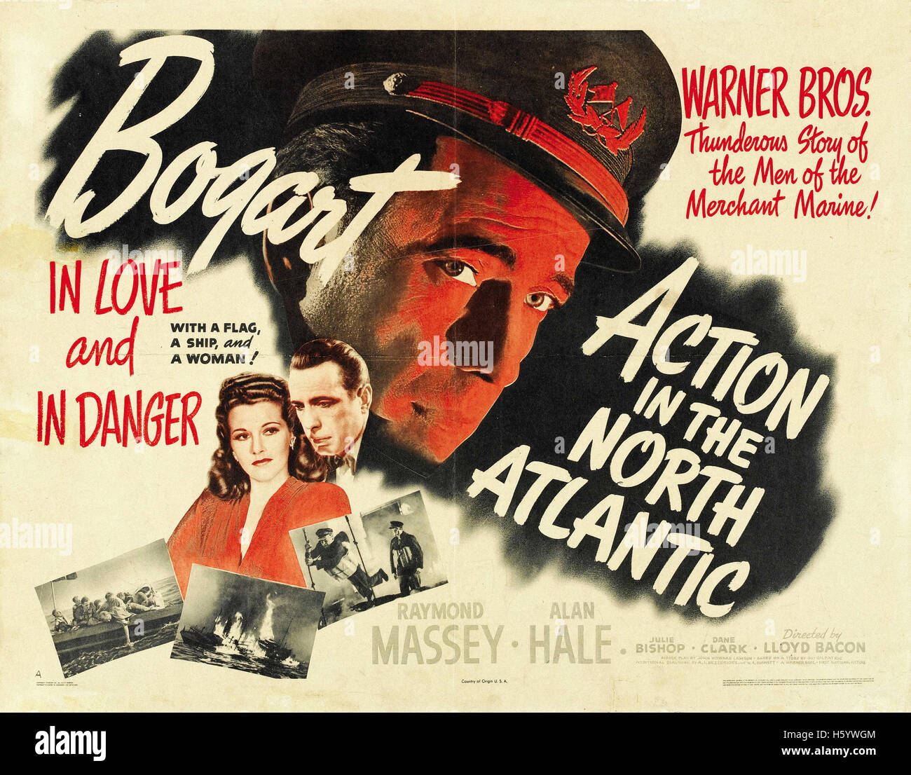 Action in the North Atlantic - Movie Poster Stock Photo - Alamy