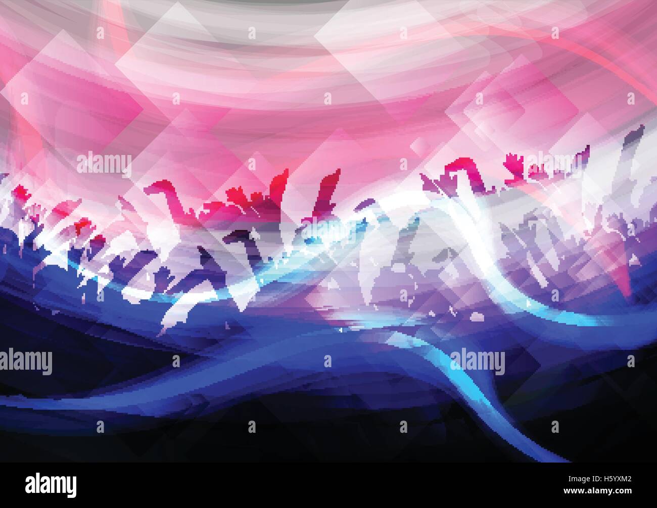 Party Crowd with Disco Spot Lights Background Template - Vector ...