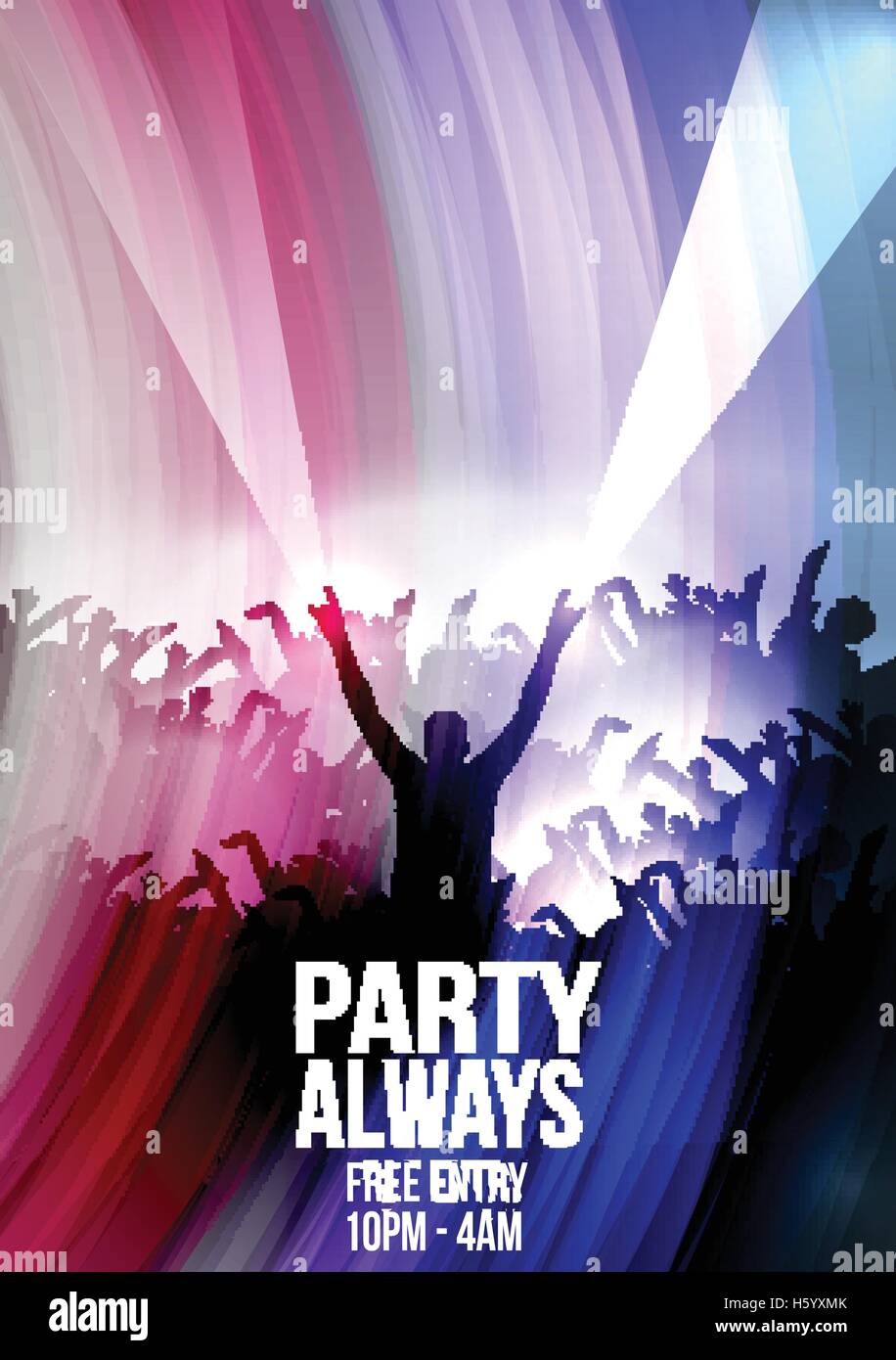 Party Crowd with Disco Spot Lights Background Template - Vector ...