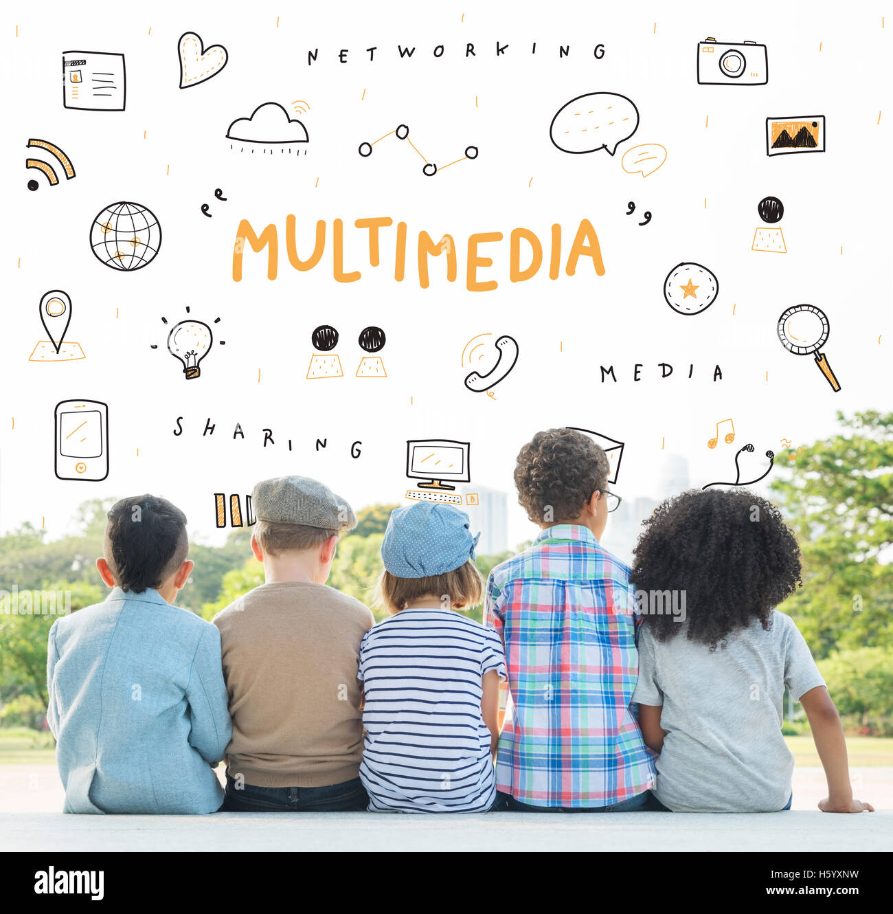 Networking Media Sharing Icons Graphic Concept Stock Photo - Alamy