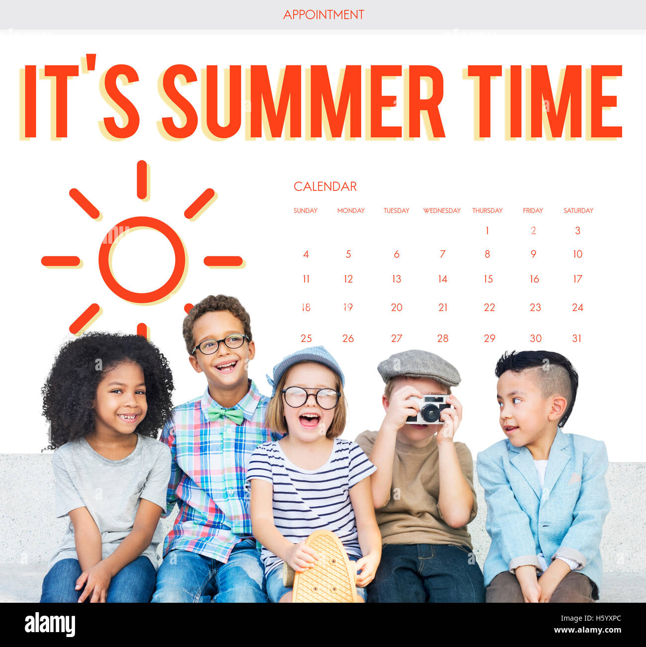 Summer Calendar Schedule Fun Happiness Concept Stock Photo - Alamy
