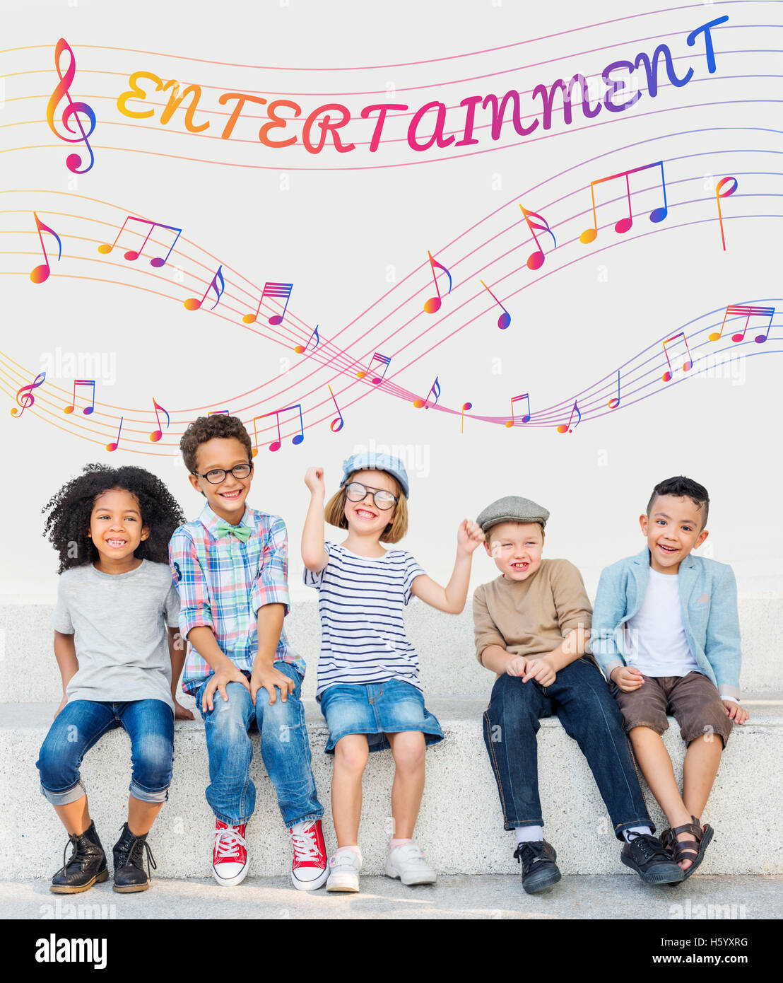 Music Notes Entertainment Melody Listening Concept Stock Photo - Alamy