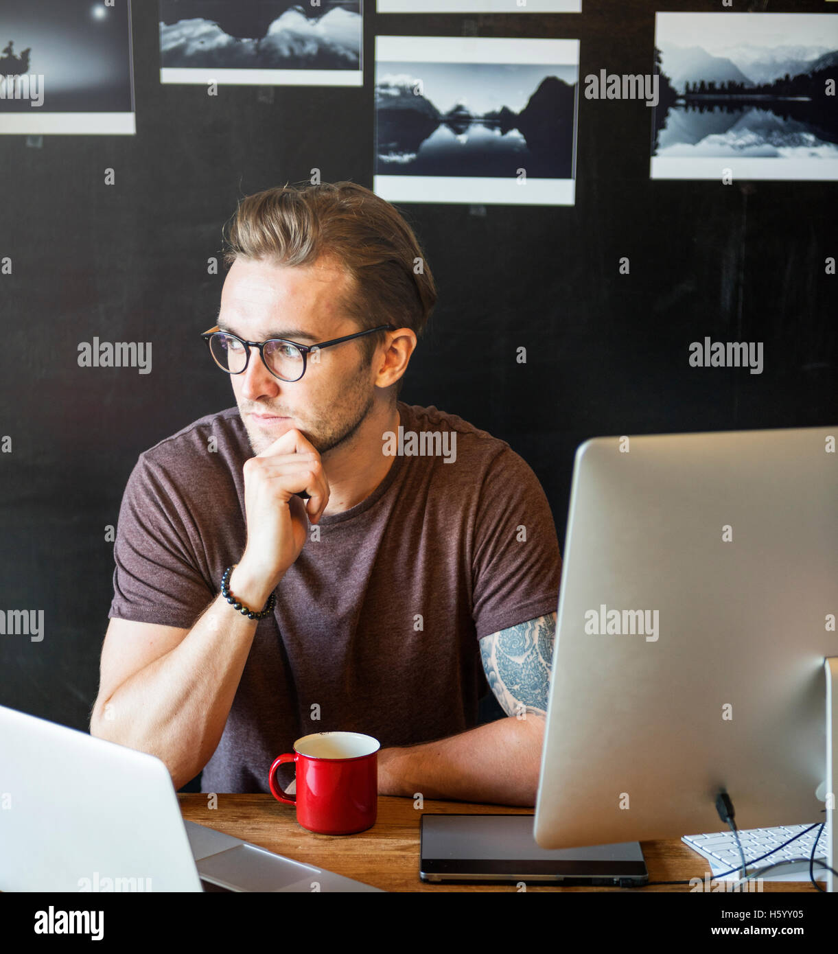 Thinking Professional Man Business Concept Stock Photo - Alamy