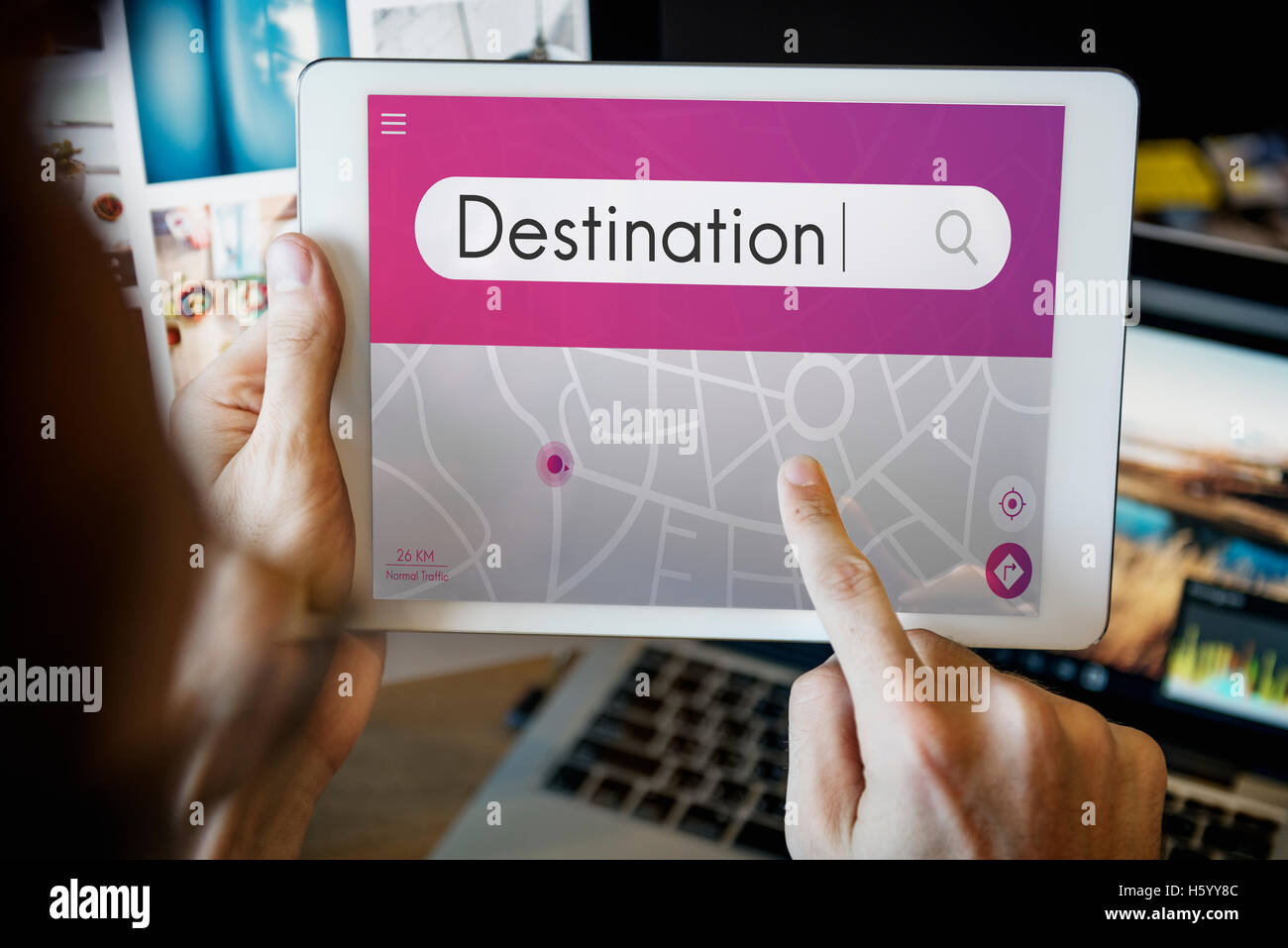 Destination Navigation GPS Map Concept Stock Photo - Alamy