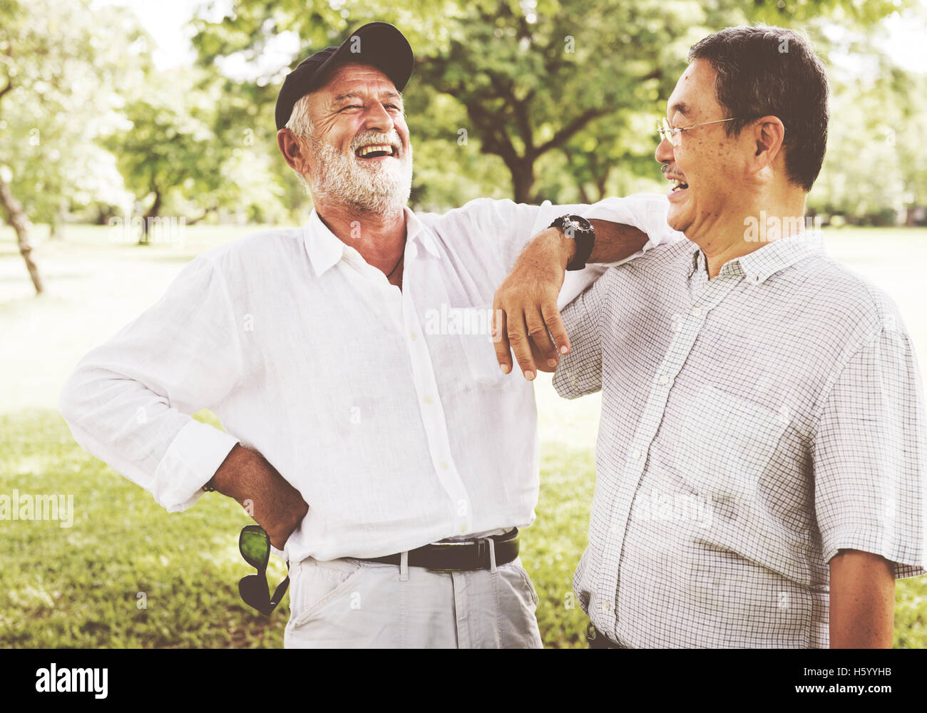 Senior Friends Retirement Talking Laughing Concept Stock Photo - Alamy