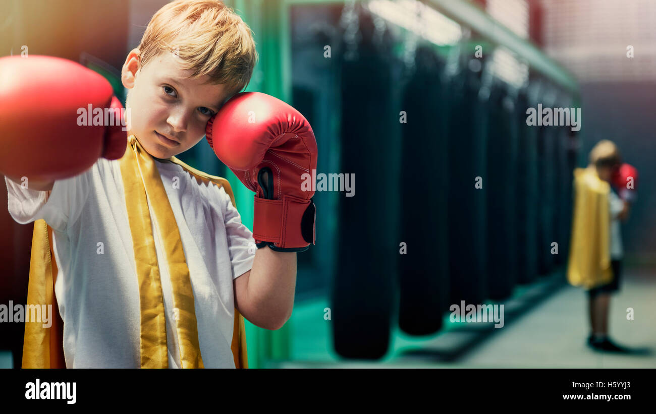 Boy Training Boxing Exercise Movement Concept Stock Photo - Alamy