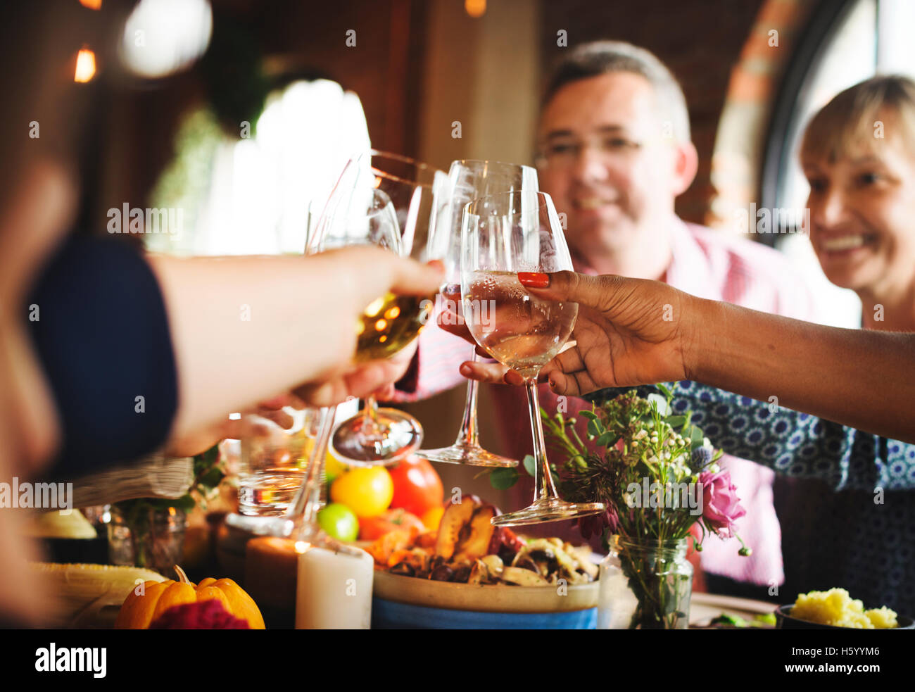 People Cheers Celebrating Thanksgiving Holiday Concept Stock Photo - Alamy