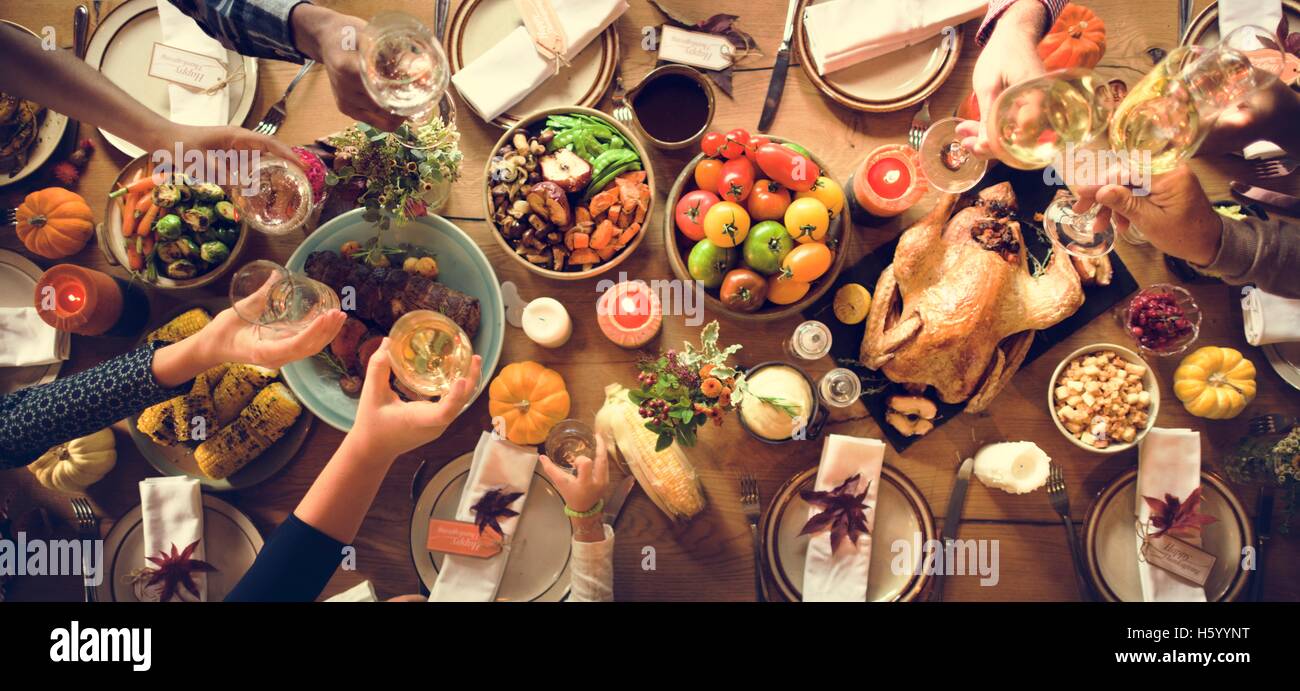 People Cheers Celebrating Thanksgiving Holiday Concept Stock Photo - Alamy