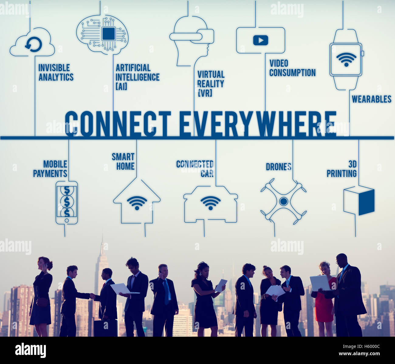 Connect Everywhere Connected Drones Technology Concept Stock Photo - Alamy