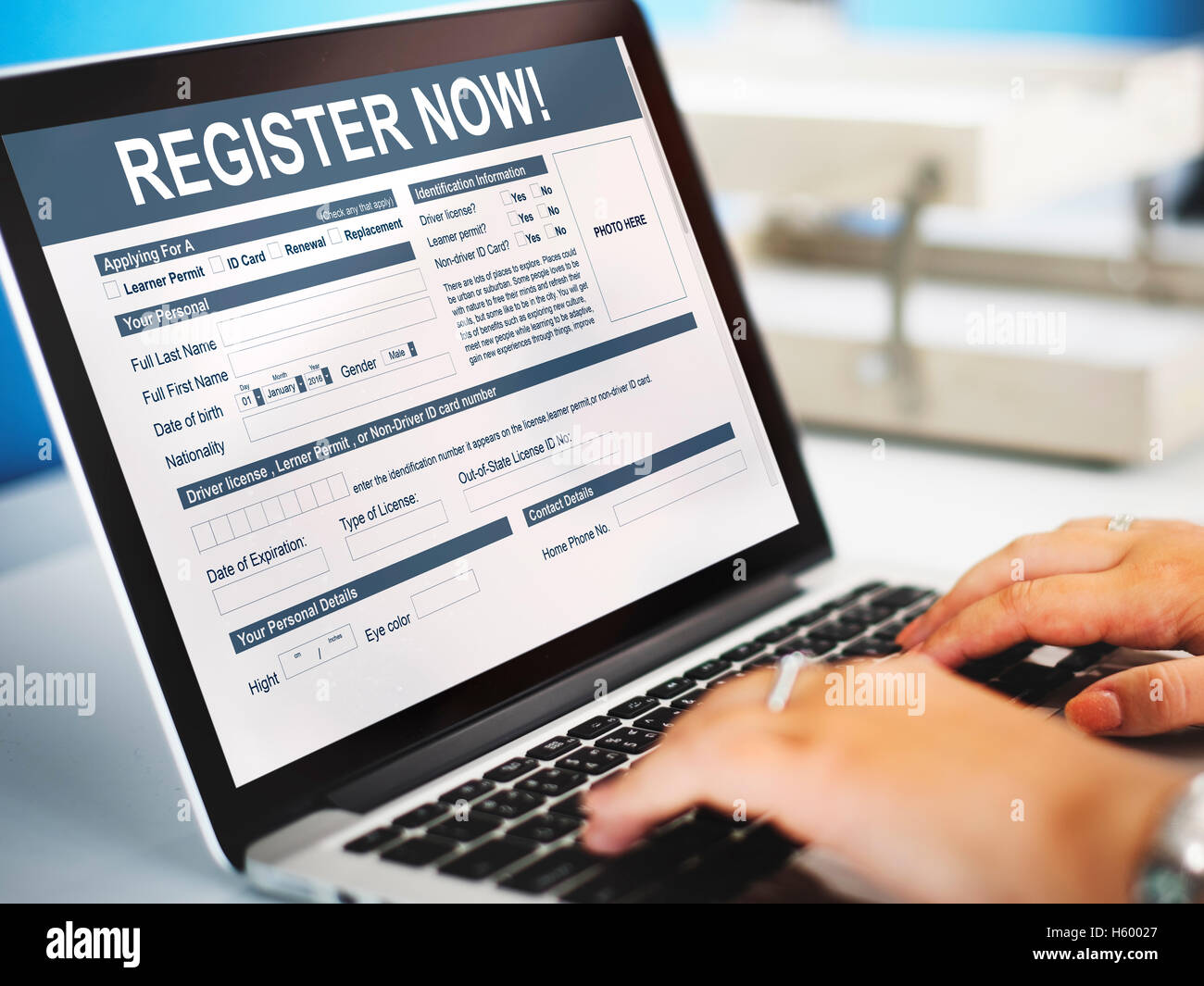 Register Now Application Form Concept Stock Photo - Alamy