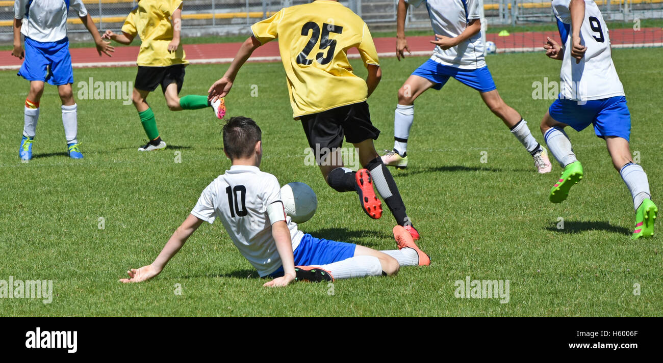 Children are playing soccer in summer Stock Photo - Alamy