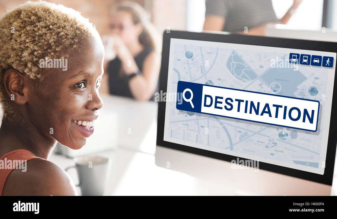 City Map Destination Route Way Route Concept Stock Photo - Alamy