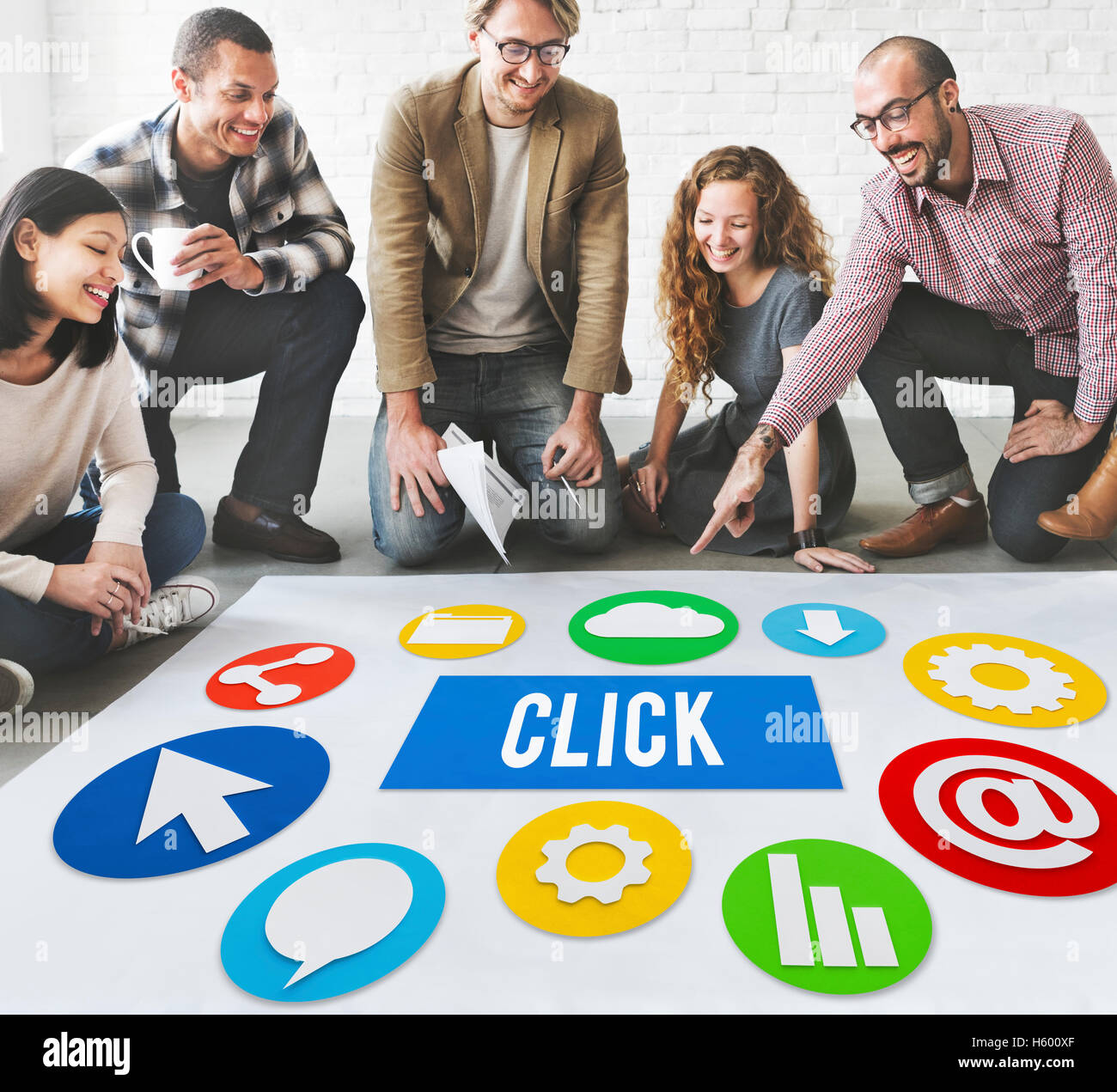 Click Network Button Communication Concept Stock Photo - Alamy
