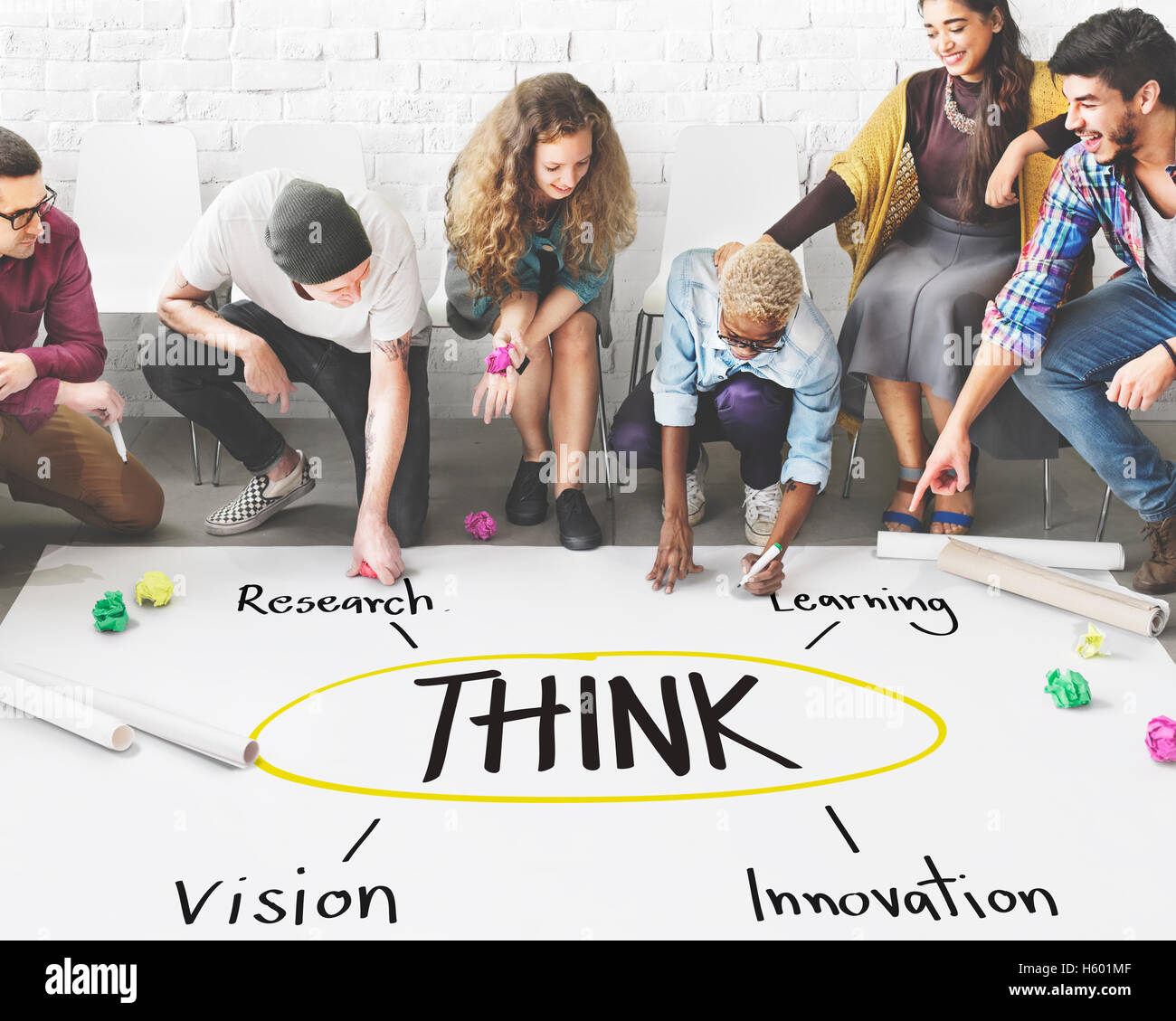 Think Education Inspire Learn Diagram Concept Stock Photo - Alamy