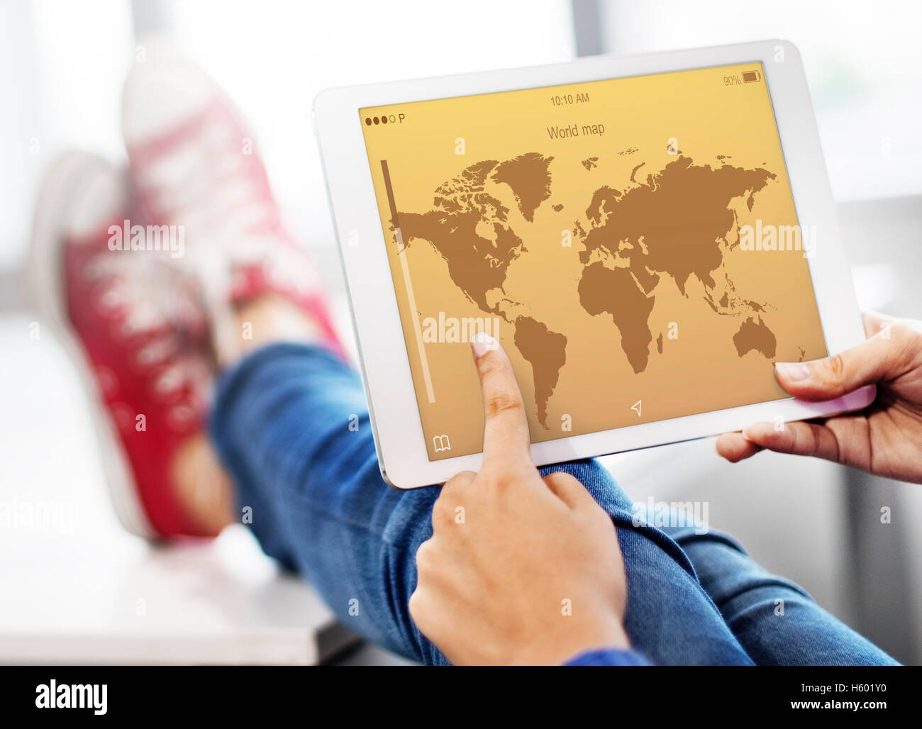 World Map Travel Application Concept Stock Photo - Alamy