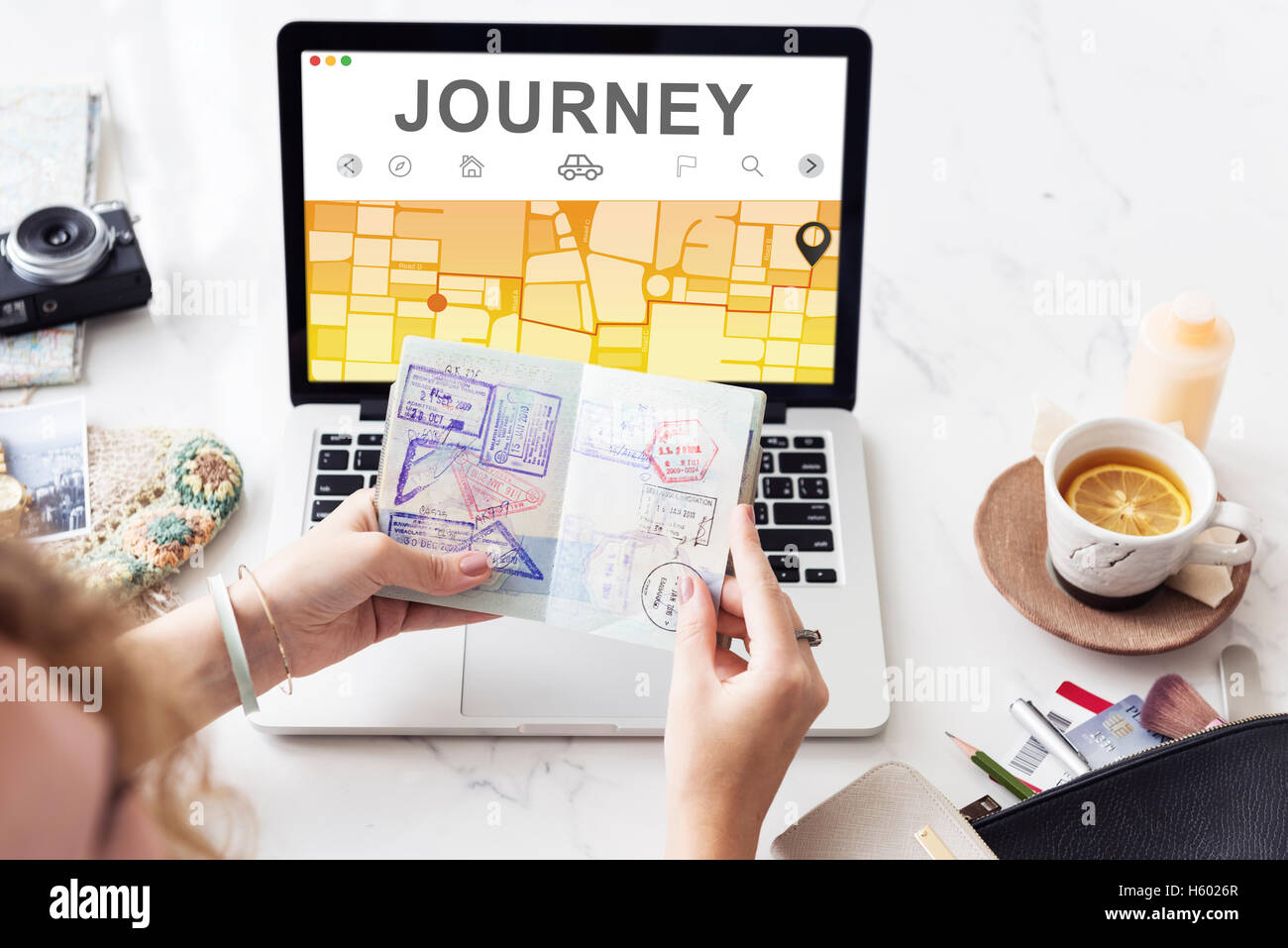 GPS Destination Route Map Graphic Concept Stock Photo - Alamy