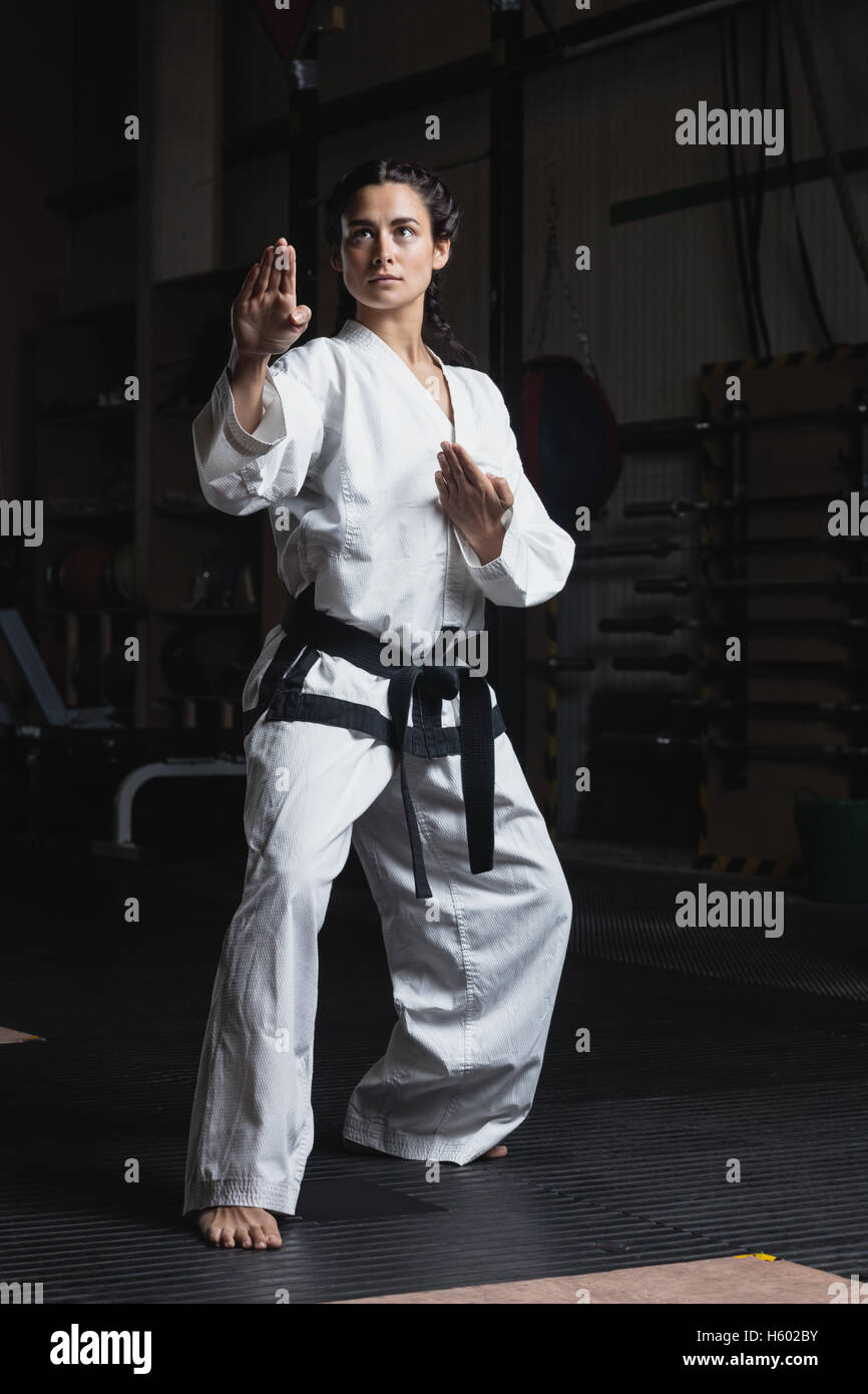 Woman practicing karate Stock Photo - Alamy