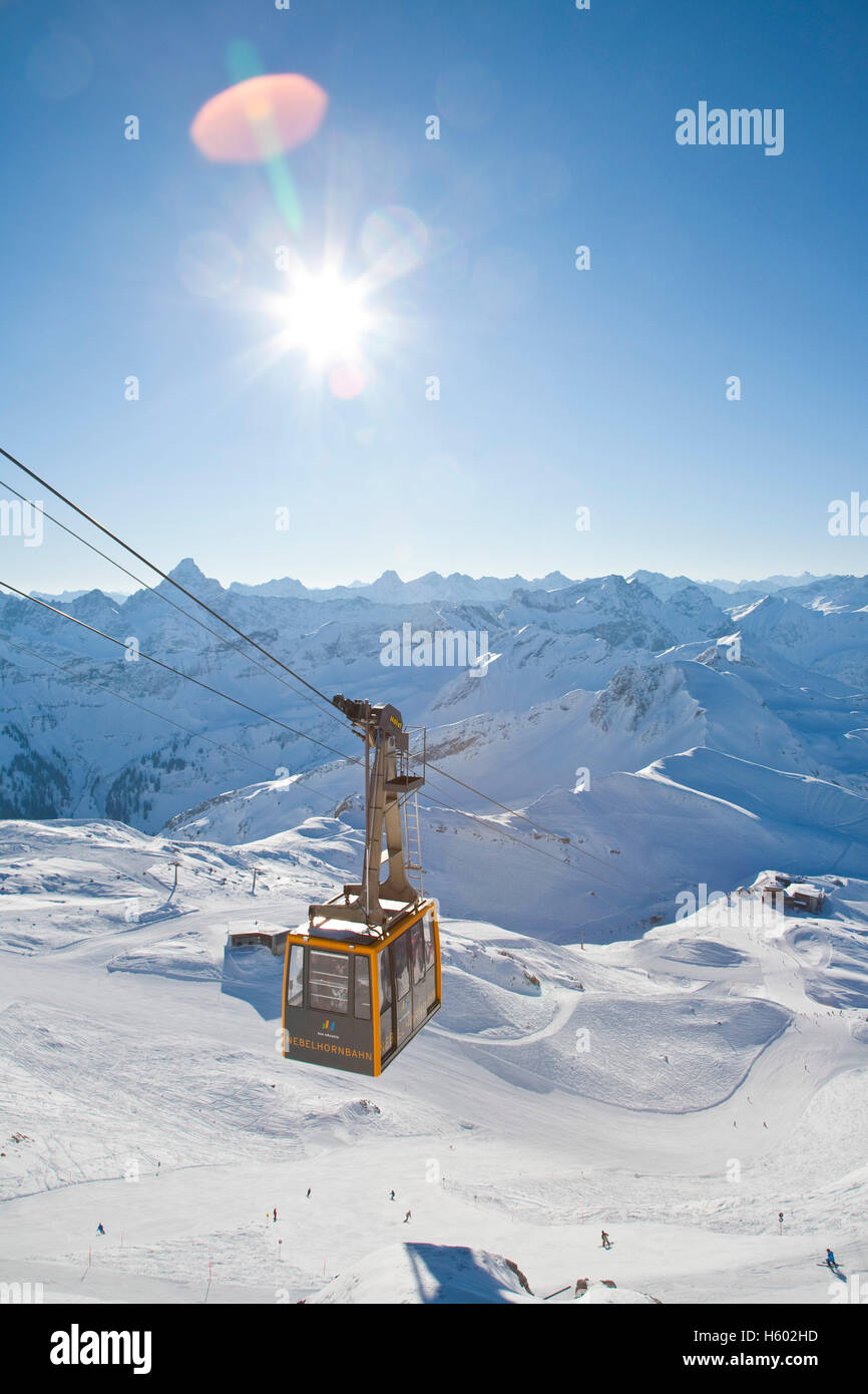 Cabin of Nebelhornbahn Cable Car, Mt Nebelhorn, Allgaeu Alps, panorama ...