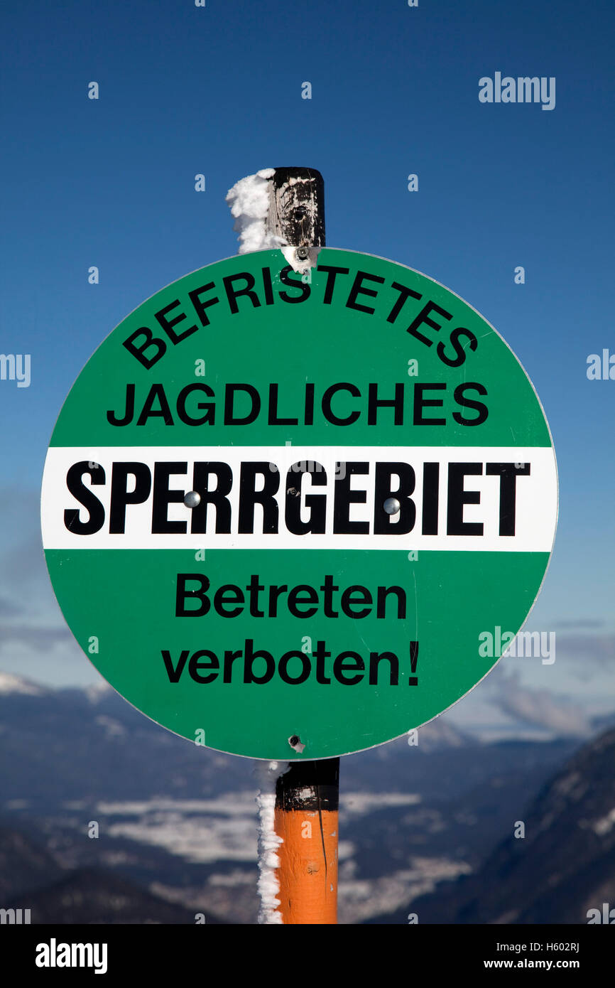 Prohibition sign, in German, hunting limited, prohibition area, Do not ...