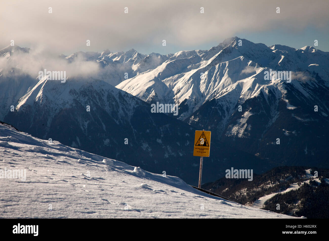 Warning sign, Alpine dangers, the Alps, Tyrol, Austria, Europe Stock ...