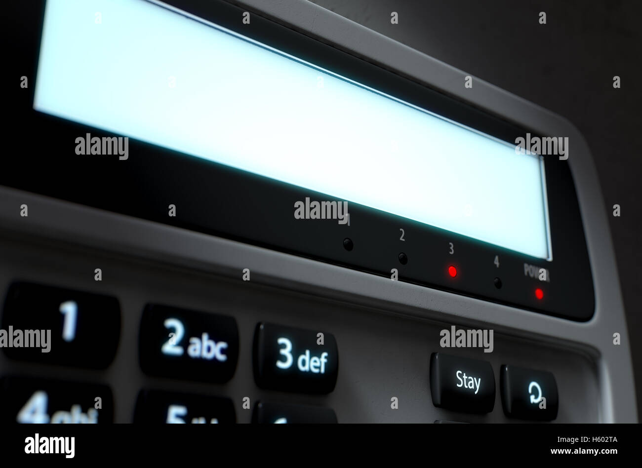 A 3D render of a home security keypad access panel with buttons and a ...