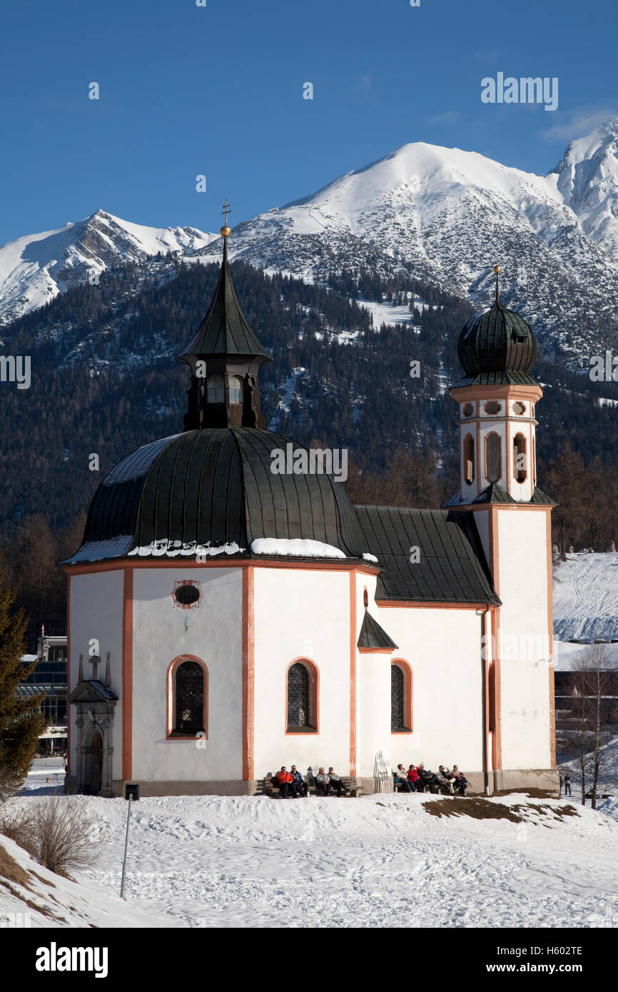 Seekirchl chapel, church, Seefeld, Karwendel Mountains, Tyrol, Austria ...