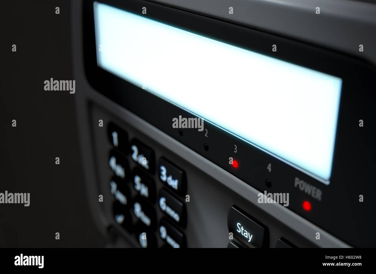 A 3D render of a home security keypad access panel with buttons and a ...