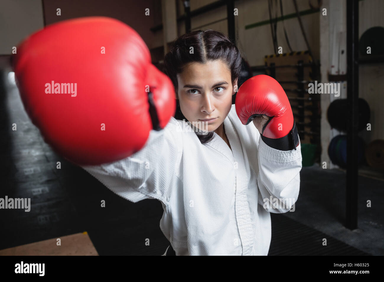 Woman in boxing gloves Stock Photo - Alamy