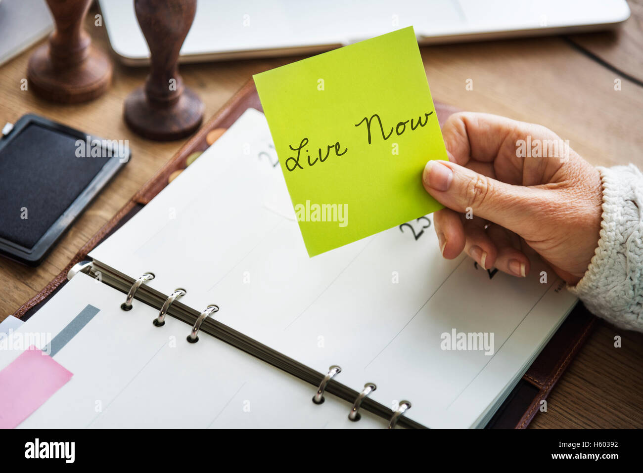Live Now Keep Smiling Concept Stock Photo - Alamy