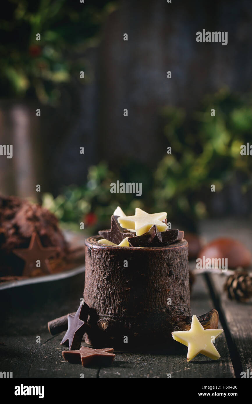 Black and white chocolate stars Stock Photo - Alamy