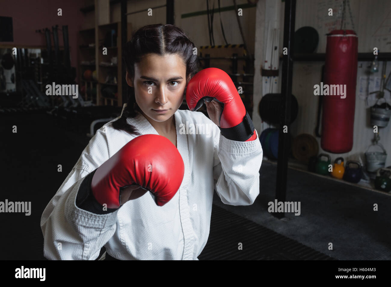 Portrait focused female boxer hi-res stock photography and images - Alamy