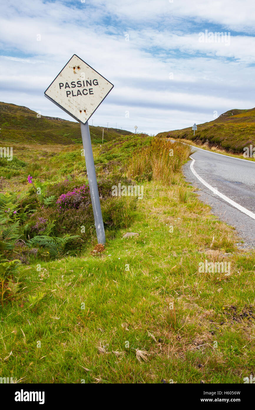 A passing place on a single track road on the Isle of Skye, Scotland ...