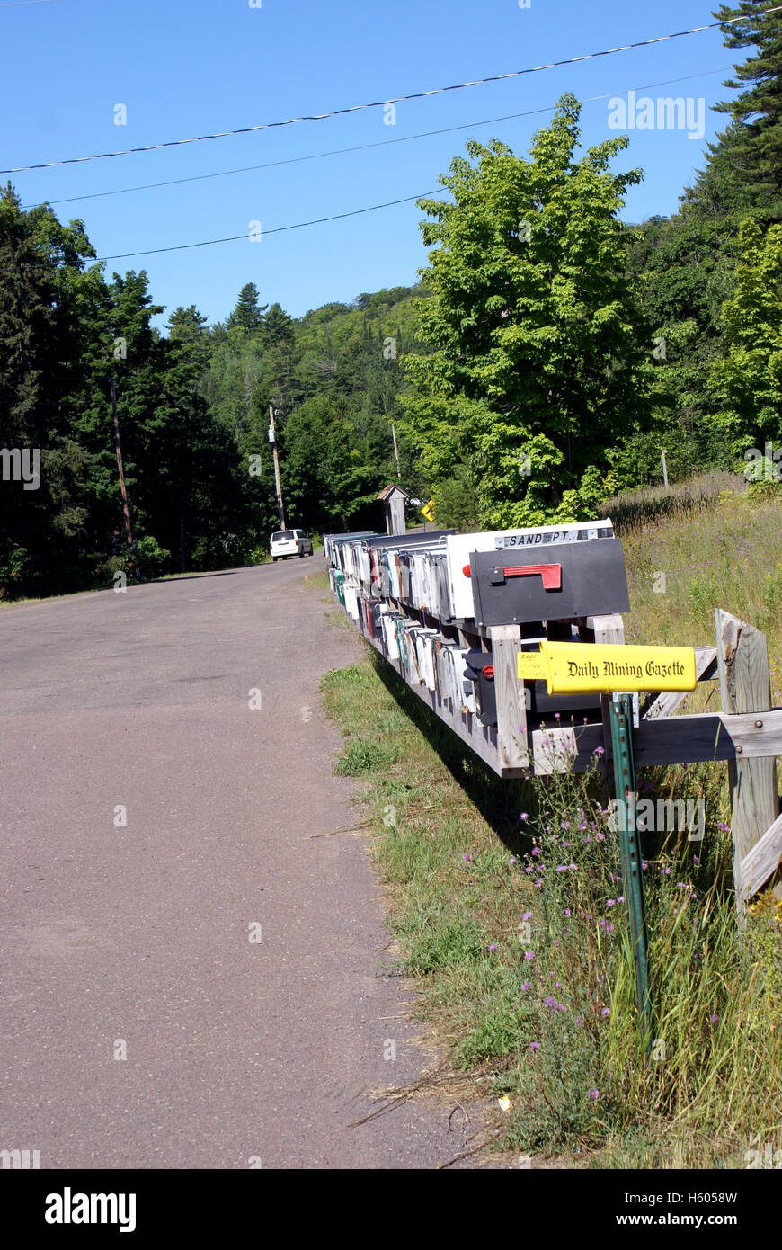 Long Row of Mailboxes Stock Photo - Alamy