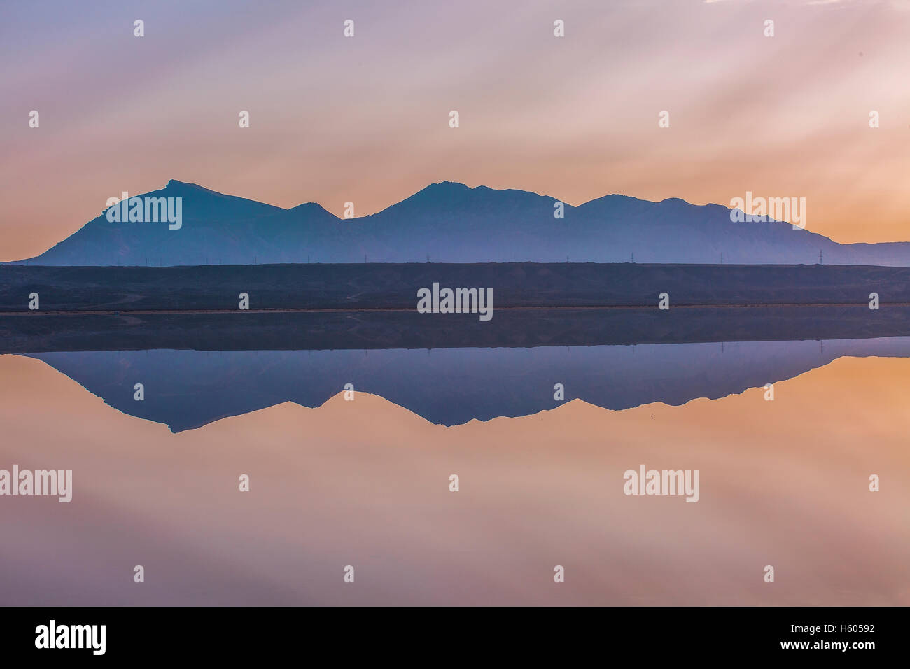 Abstract landscape with water reflection Stock Photo - Alamy