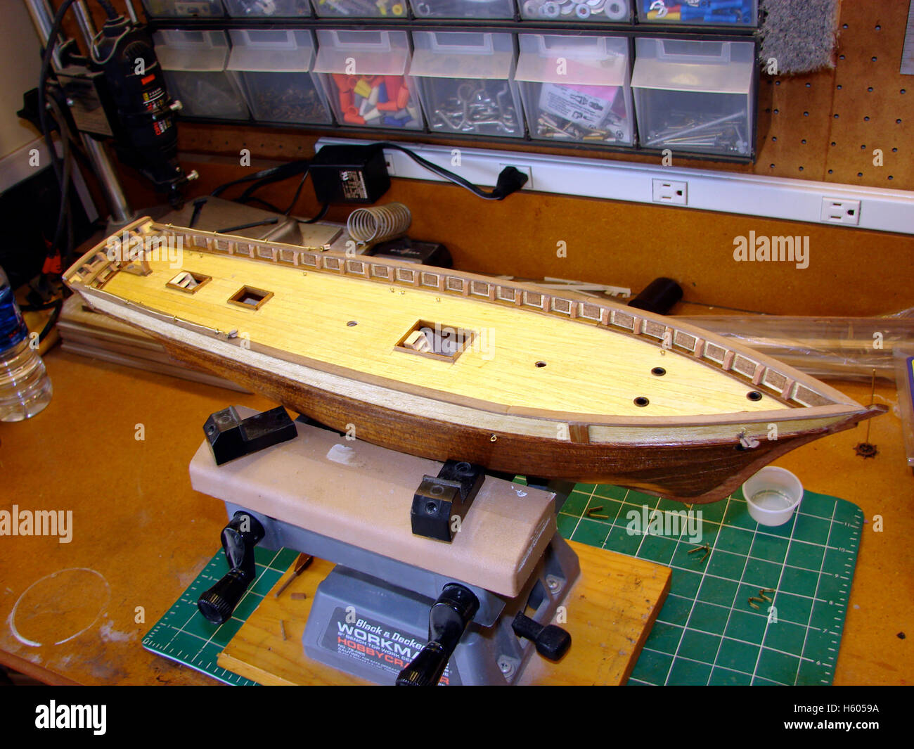 Wooden Model Boat under construction Stock Photo - Alamy