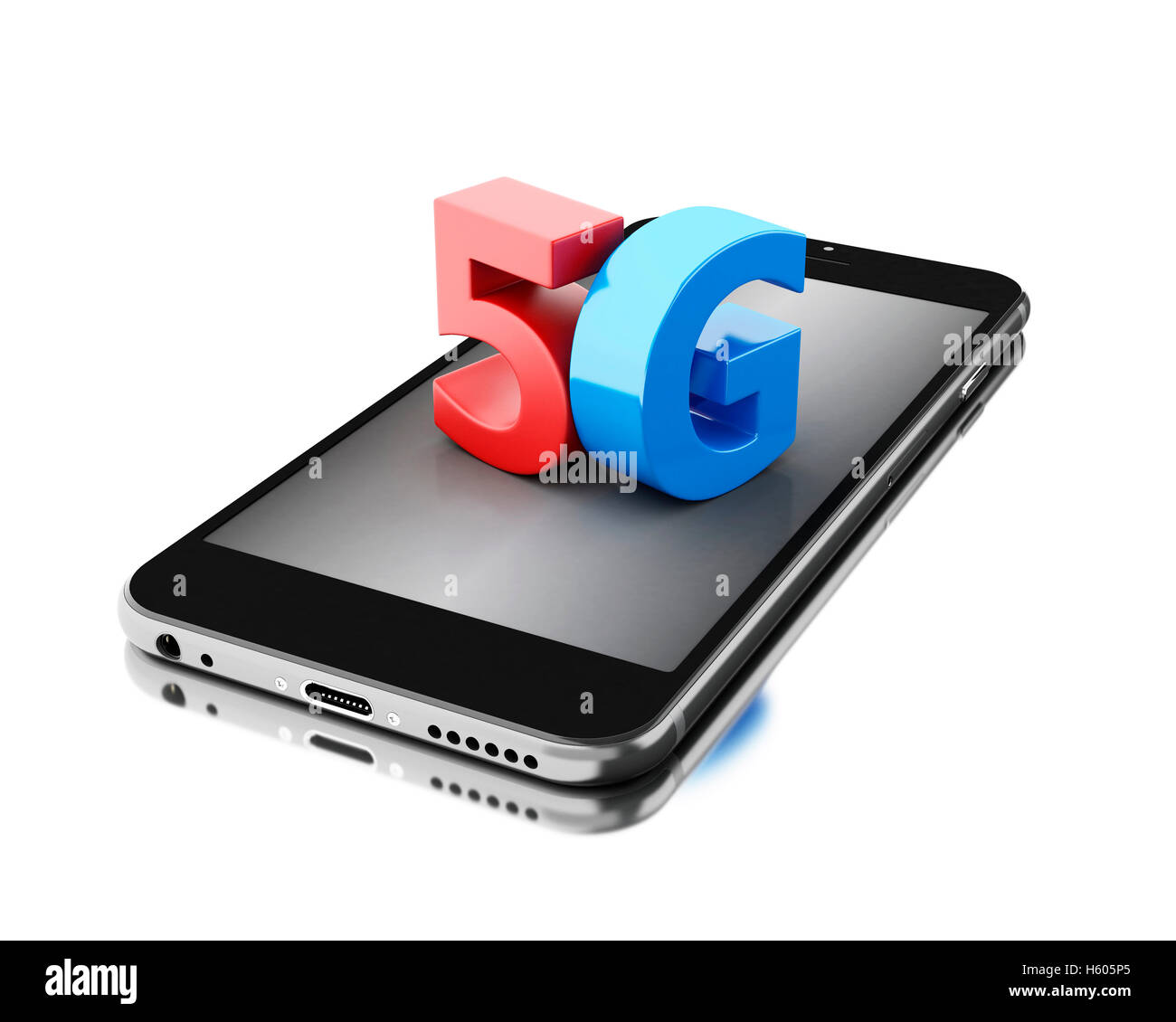 3d renderer image. Mobile phone with 5G wireless sign. Mobile ...