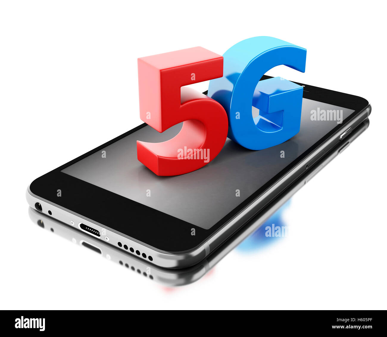 3d renderer image. Mobile phone with 5G wireless sign. Mobile ...